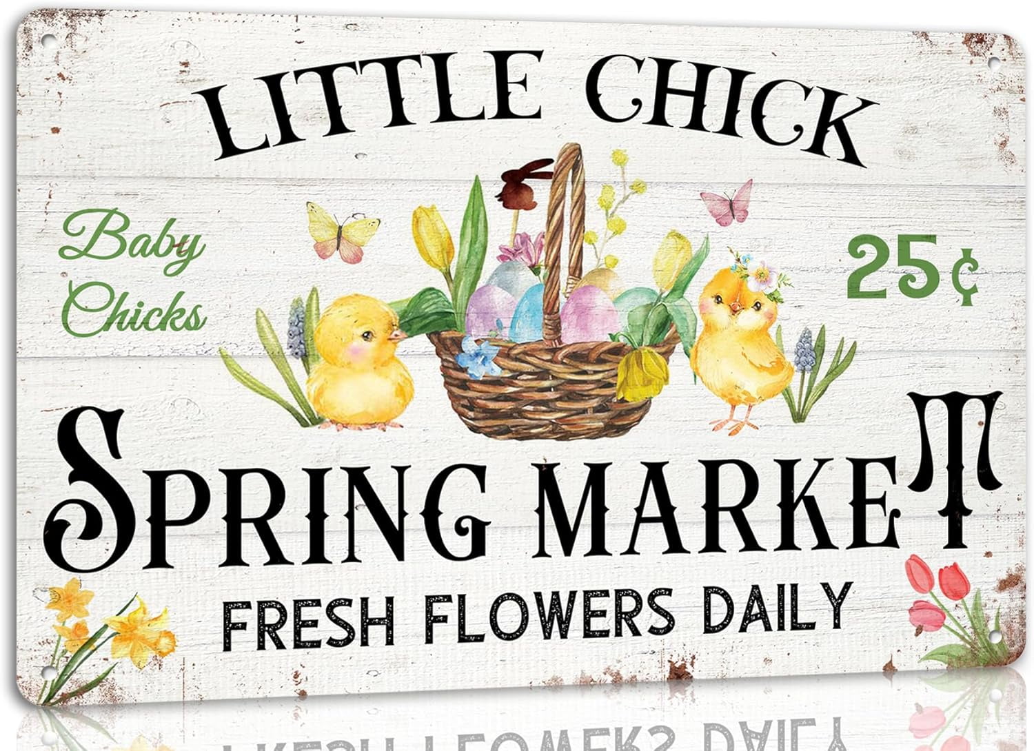 FJPT Little Chick Spring Market Metal Tin Sign Retro Bunny Easter Sign ...