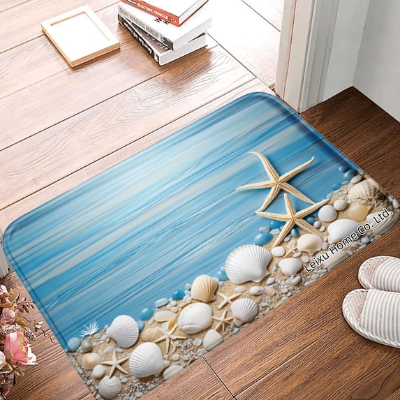 FJPT Non Slip Flannel Floor Mat Kitchen Mat With Ocean Beach Design ...