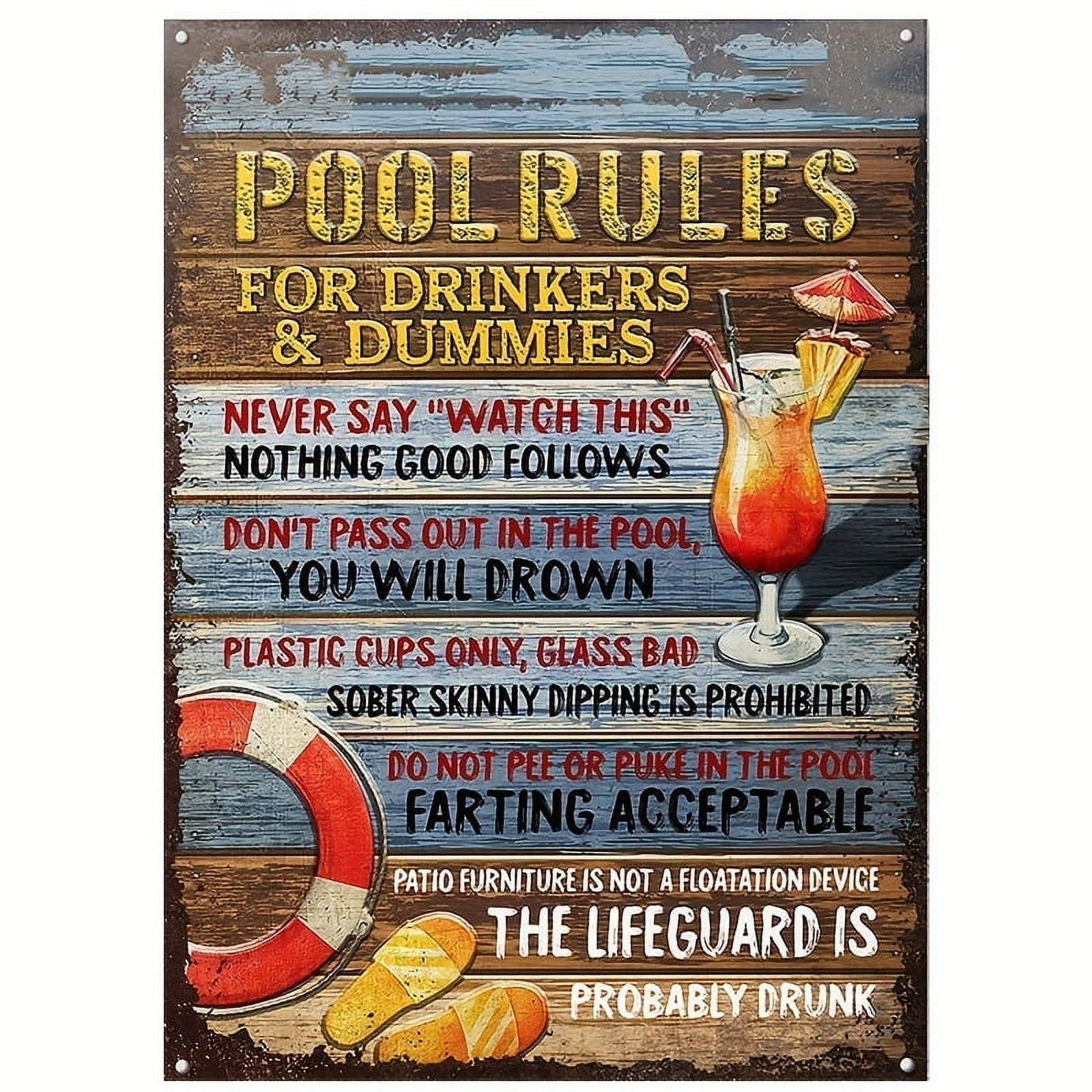 FJPT Pool Rules Metal Sign - Walmart.com