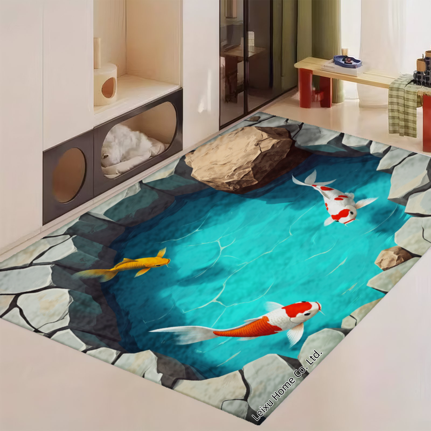 FJPT Soft Small Area Rugs Non Slip Indoor Floor Carpet Koi Fish Pond ...