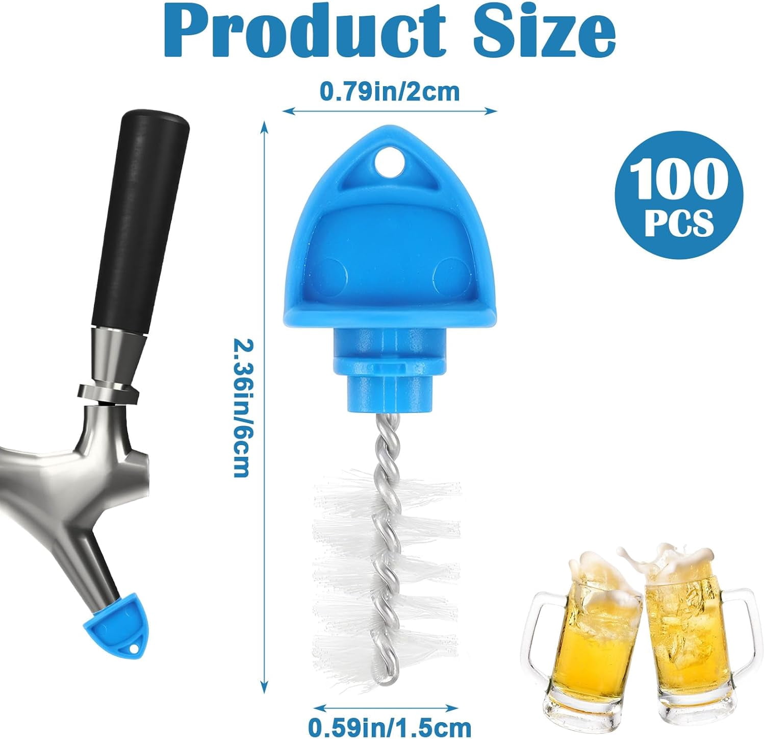 FJSHN-100 Pack Beer Plugs Tap Brush Beer Faucet Cleaning Plug Hygiene ...