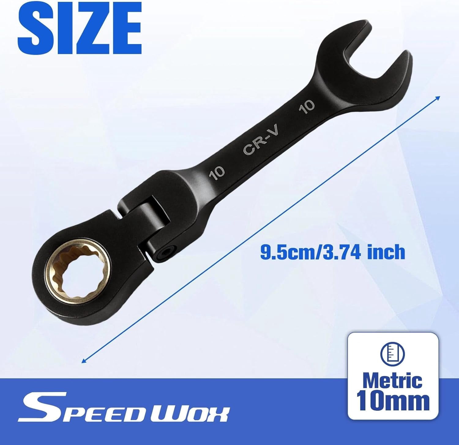FJSHN-10mm Stubby Flex-Head Ratcheting Combination Wrench - 72 Tooth ...