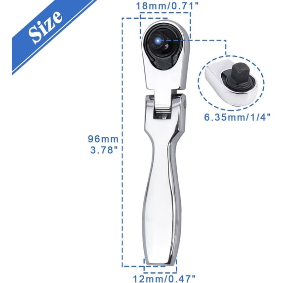 FJSHN-2 in 1 Flexible Head Ratchet Wrench, 1/4" Drive 72 Teeth Quick ...