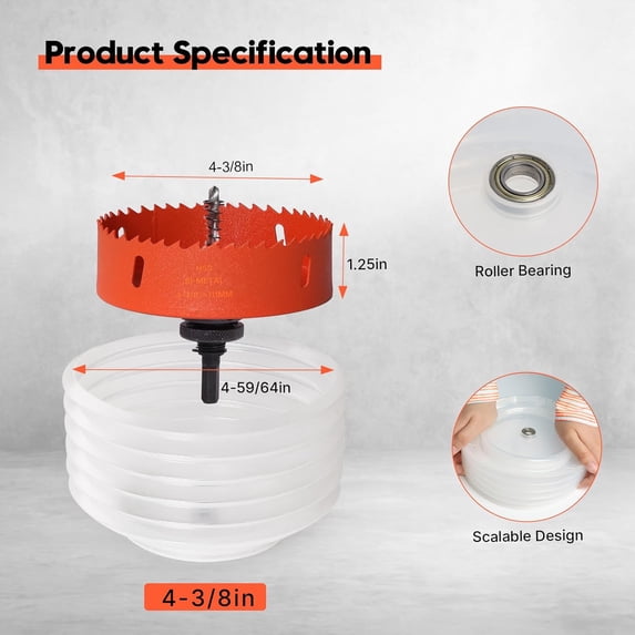 FJSHN-4 3/8 InchHole Saw for Recessed Lights Can Lights, Hole Cutter ...