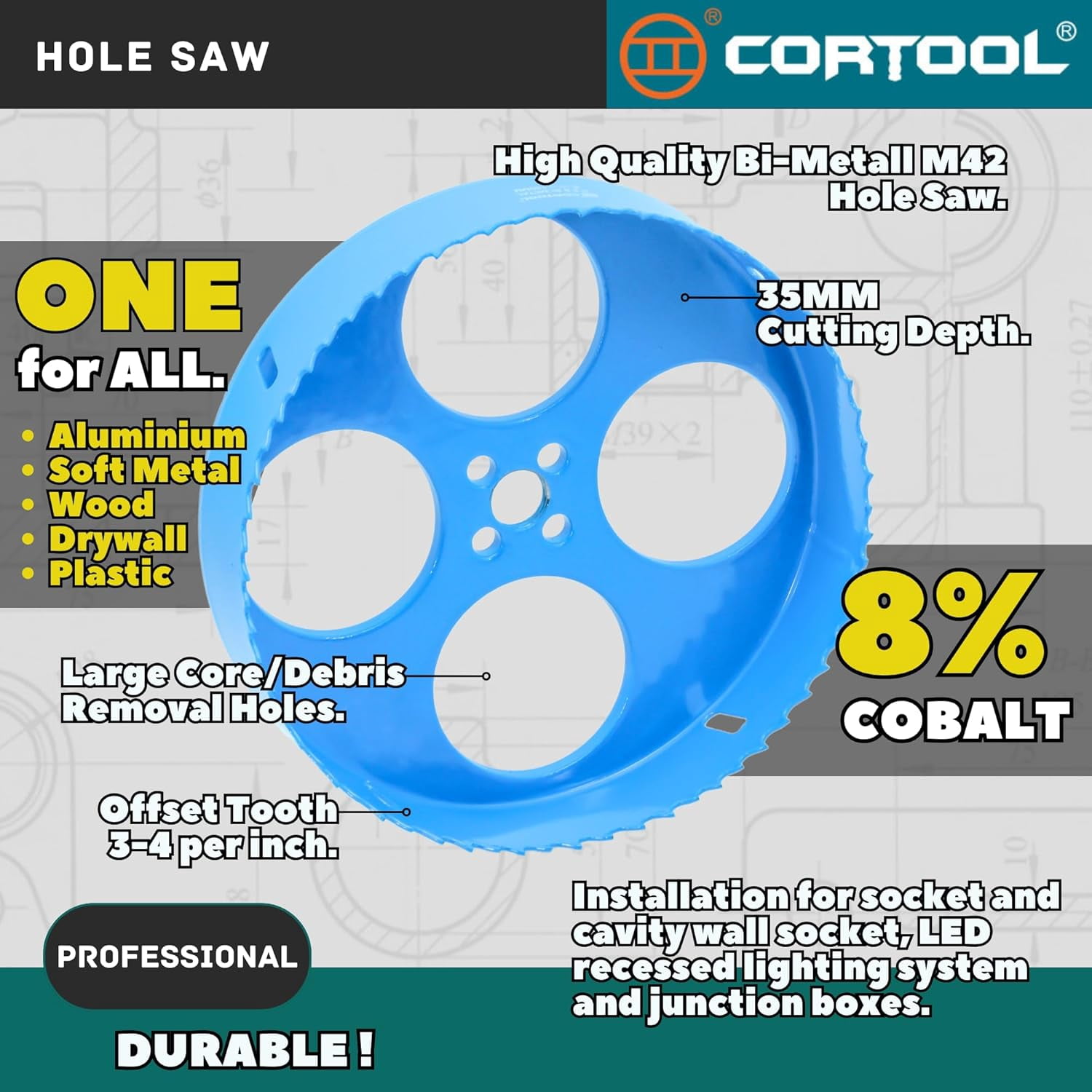 FJSHN-6.25 Hole Saw for Recessed Lights, 6-1/4 Hole Saw Dust Bowl for ...