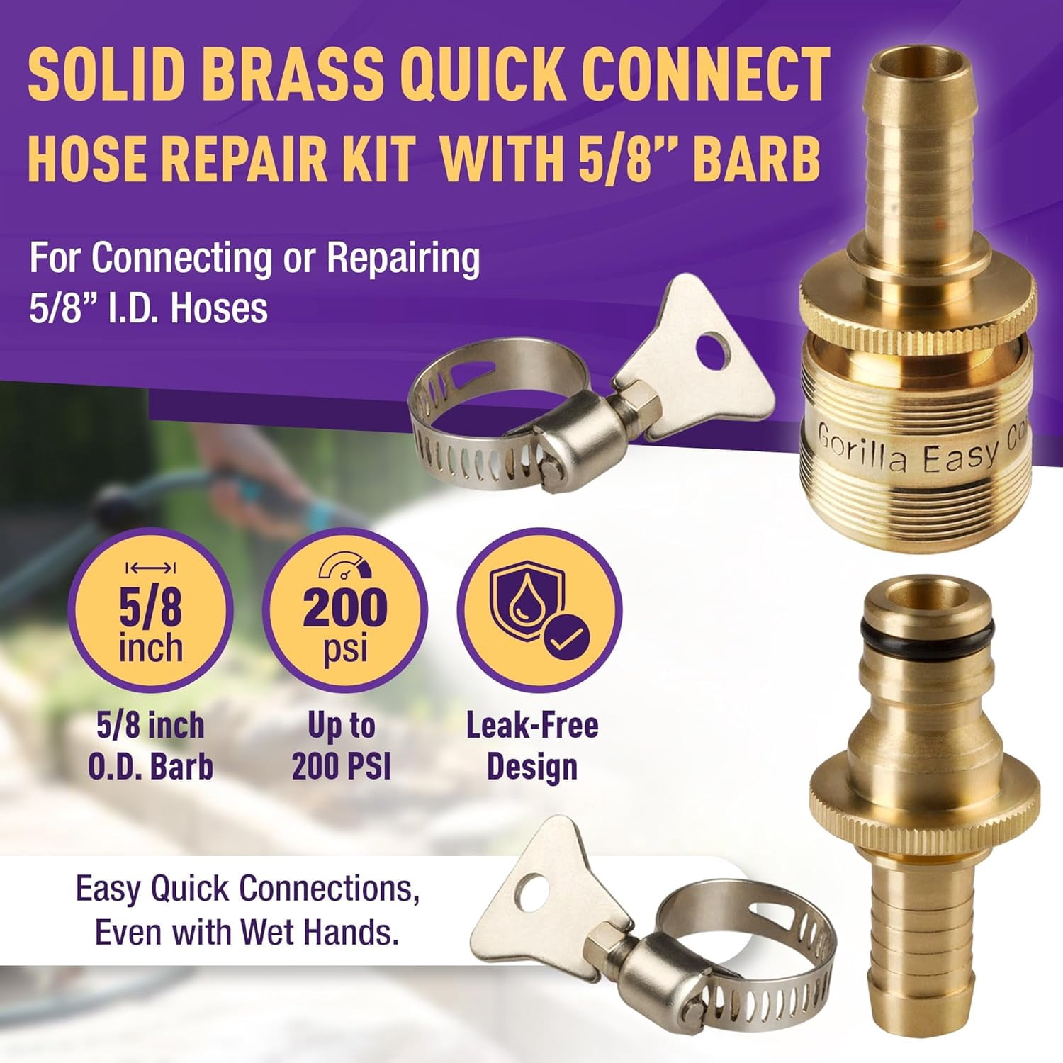 FJSHN-Gorilla Easy Connect Garden Hose Repair Kit With Integrated Quick ...