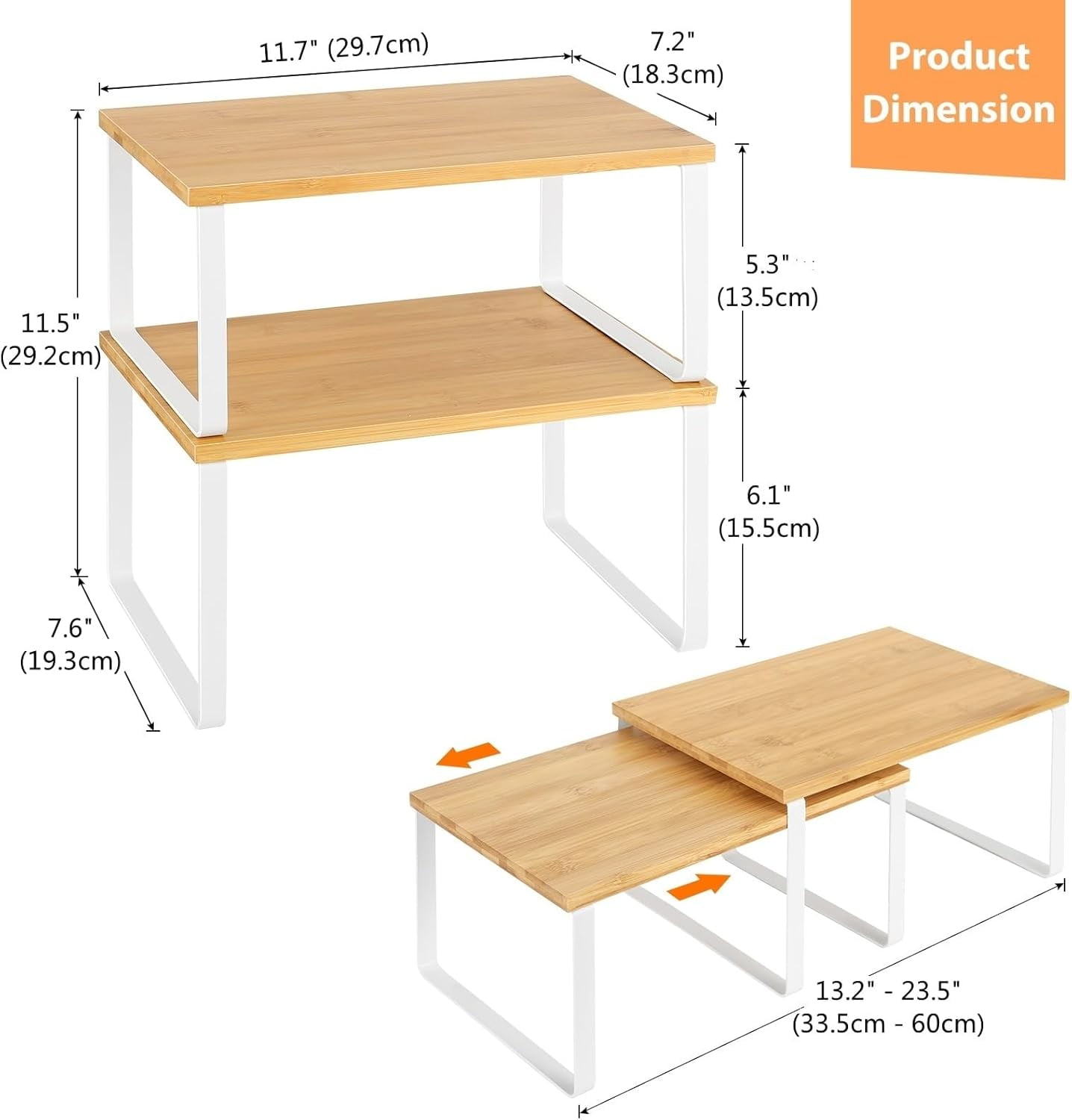 FJSHN-Kitchen Cabinet and Counter Shelf Organizer, Stackable ...