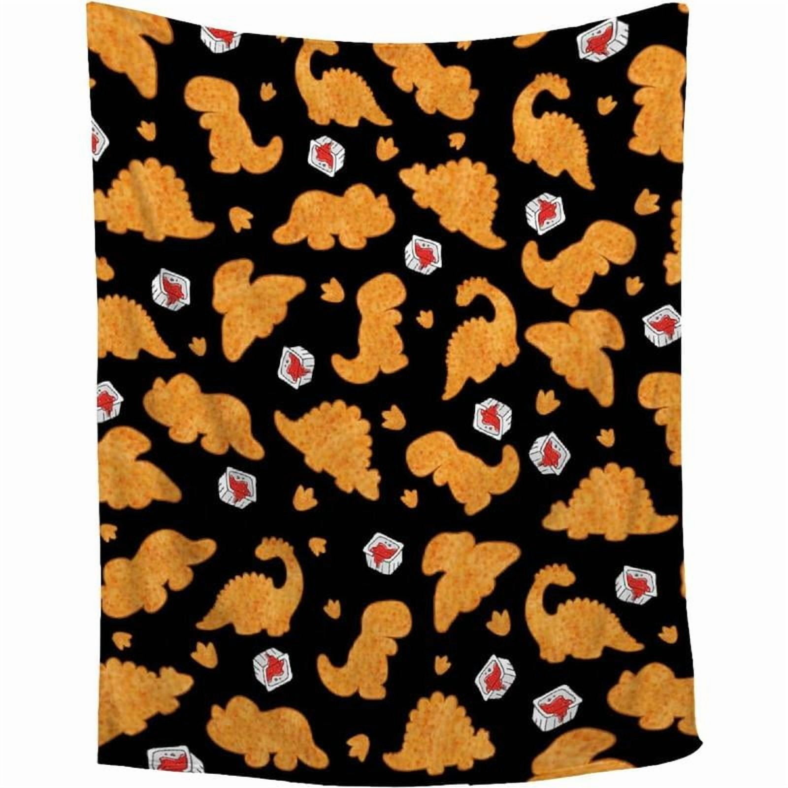 FJTP Dino Nugget Blanket, Chicken Nugget Fries Plush Fleece Blanket ...