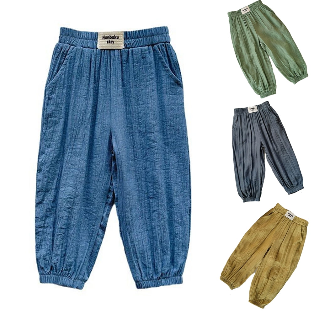 FJUCHAI 2-3Y Kids Ice Silk Pants Boys Girls Solid color Jogger Pants ...