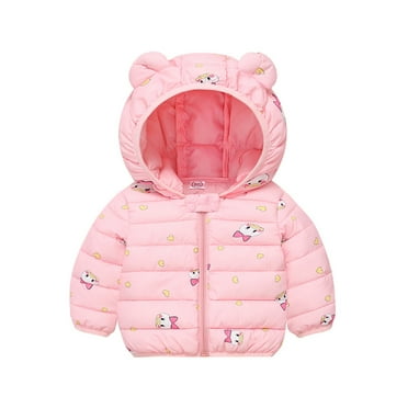 Winter Kids down Coat Baby Boy Cartoon Warm Eear Hooded Jacket Coats Toddler Girl Zipper ...