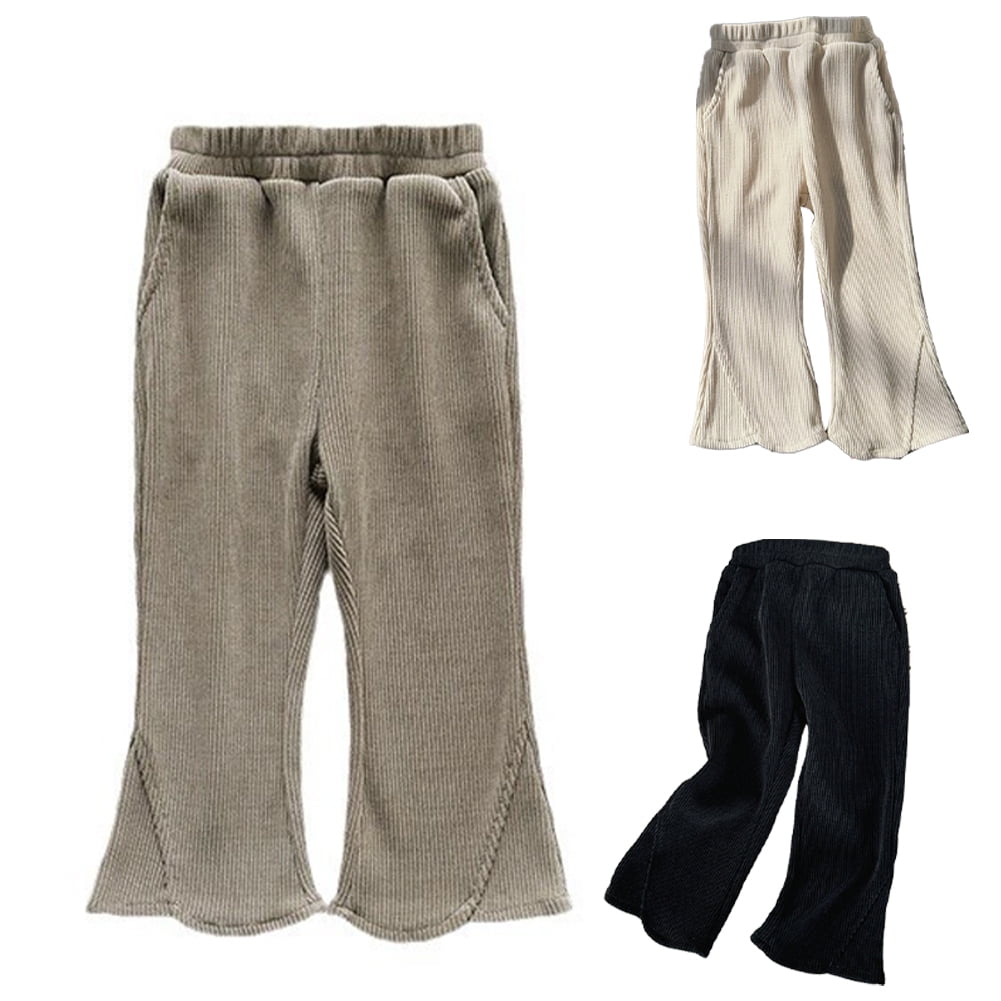 FJUCHAI Girls Flared Pants for Kids Toddler Solid Color Sweat Pants ...