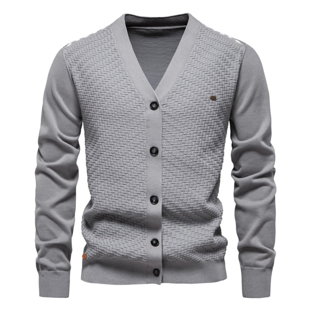 FJUCHAI Men's Ribbed Knit Cardigan V-Neck Lightweight Outerwear Slim ...