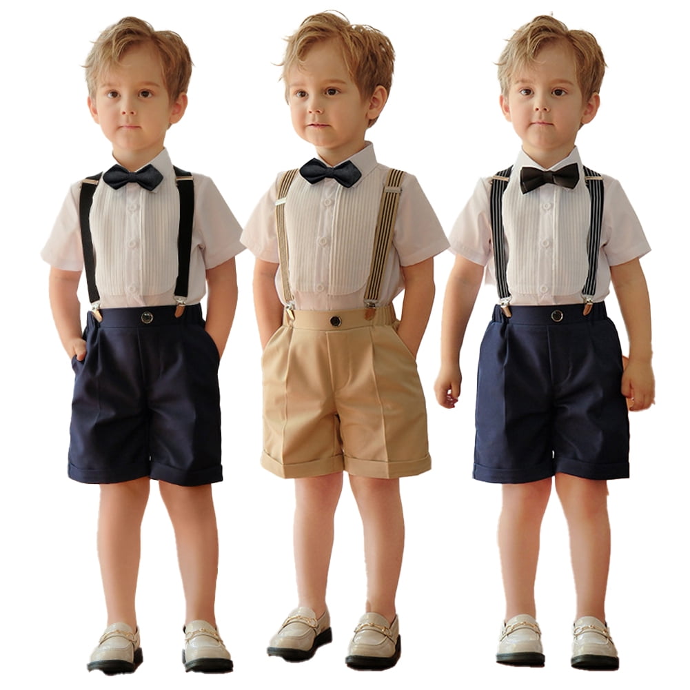 FJUCHAI Toddle Boy Dress Shirt Suits Toddler Gentleman's Bowtie ...