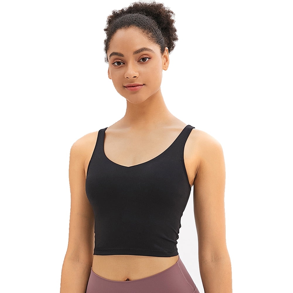 FJUCHAI Women's Sports Bra Tops for Removable Padded Workout Yoga Bras ...