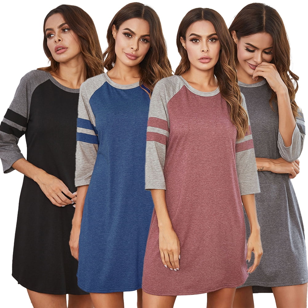 FJUCHAI Womens Cotton Nightgowns Sleep Night Shirts Summer Soft Sleep ...