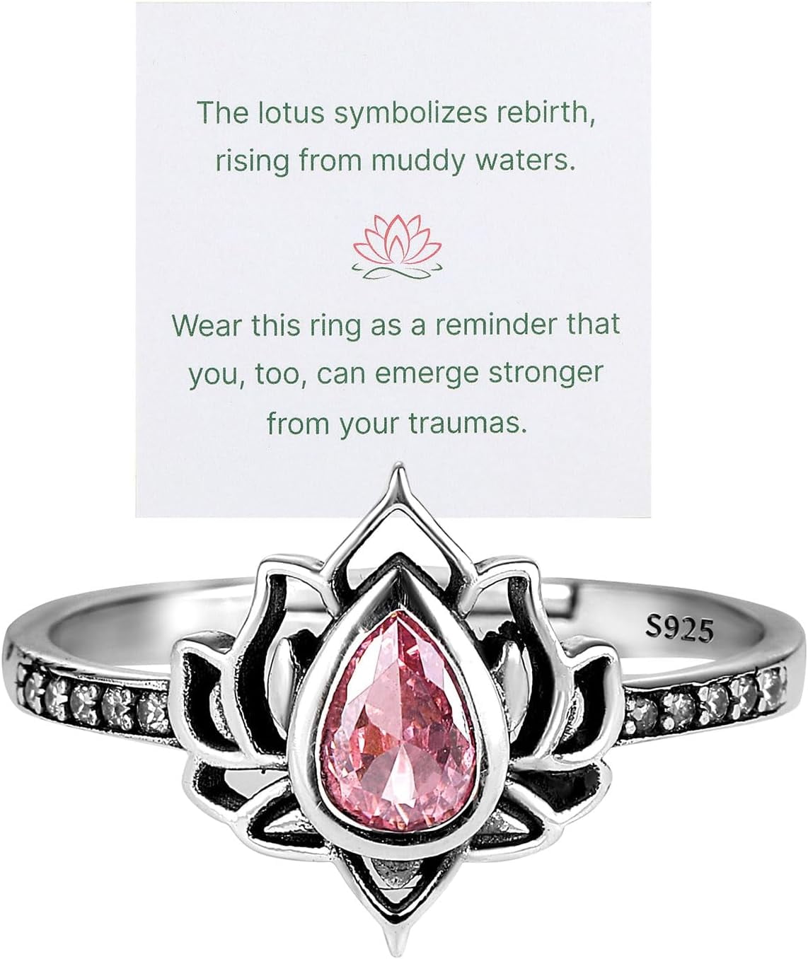 FK MY TRAUMA LOTUS RING, S925 Sterling Silver Lotus Flower Promise ...