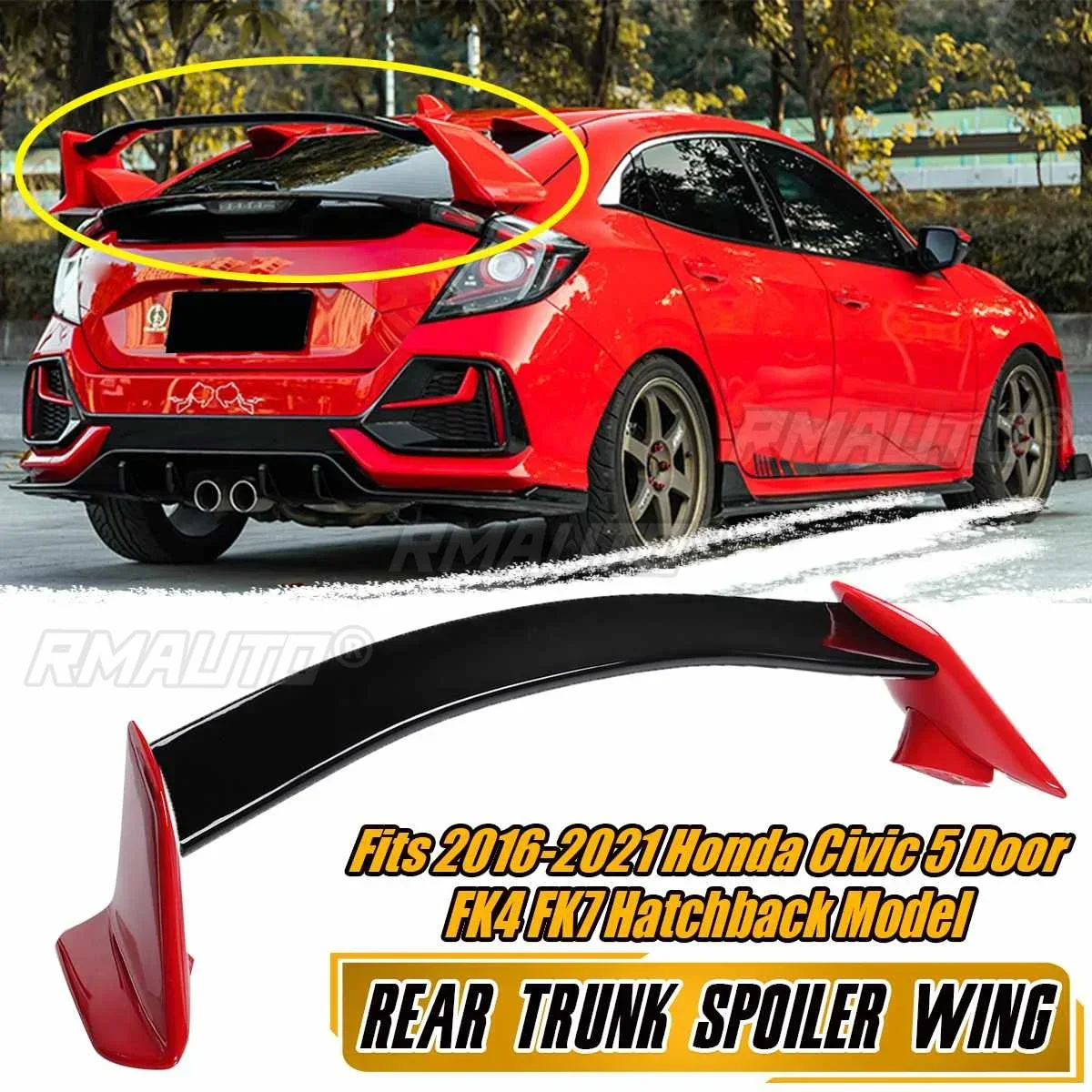 FK4 FK7 Car Rear Spoiler Wing Extension For Honda Civic 5 Door FK4 FK7 Hatchback 2016-2021 Rear ...