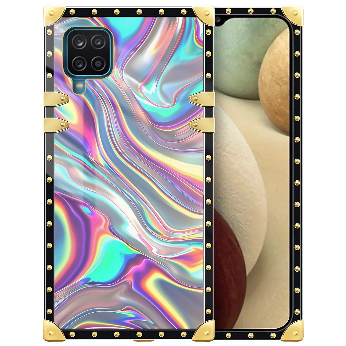 FKBRCL4U Compatible with Samsung Galaxy A12 Case, Holographic Abstract ...