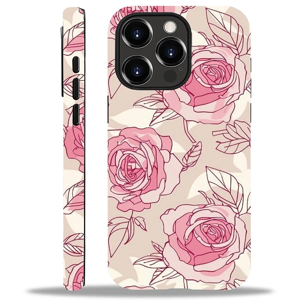 FKBRCL4U Compatible with iPhone 13 Pro Max Case, Pastel Pink Beige Rose Pattern for Girl Full ...