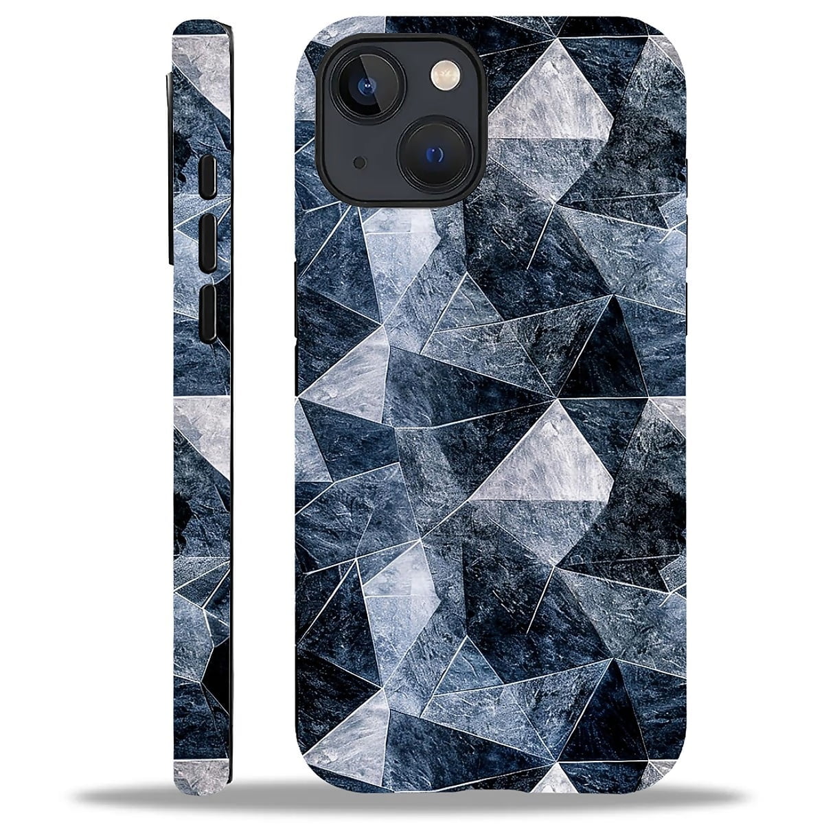FKBRCL4U Compatible with iPhone 13/iPhone 14 Case, Gray Black Varying Shades Triangles Pattern ...