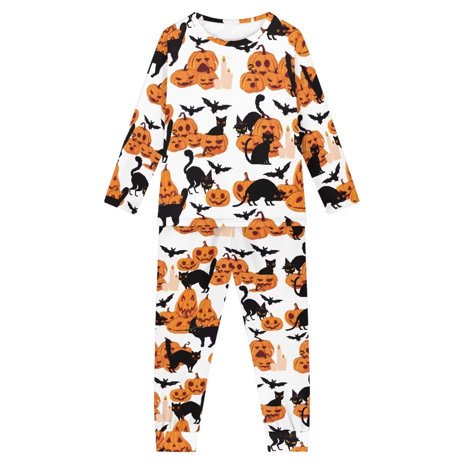 FKELYI 2 Packs Black Cat Pj Soft Halloween Pumpkin Jogger Kids Pajamas ...