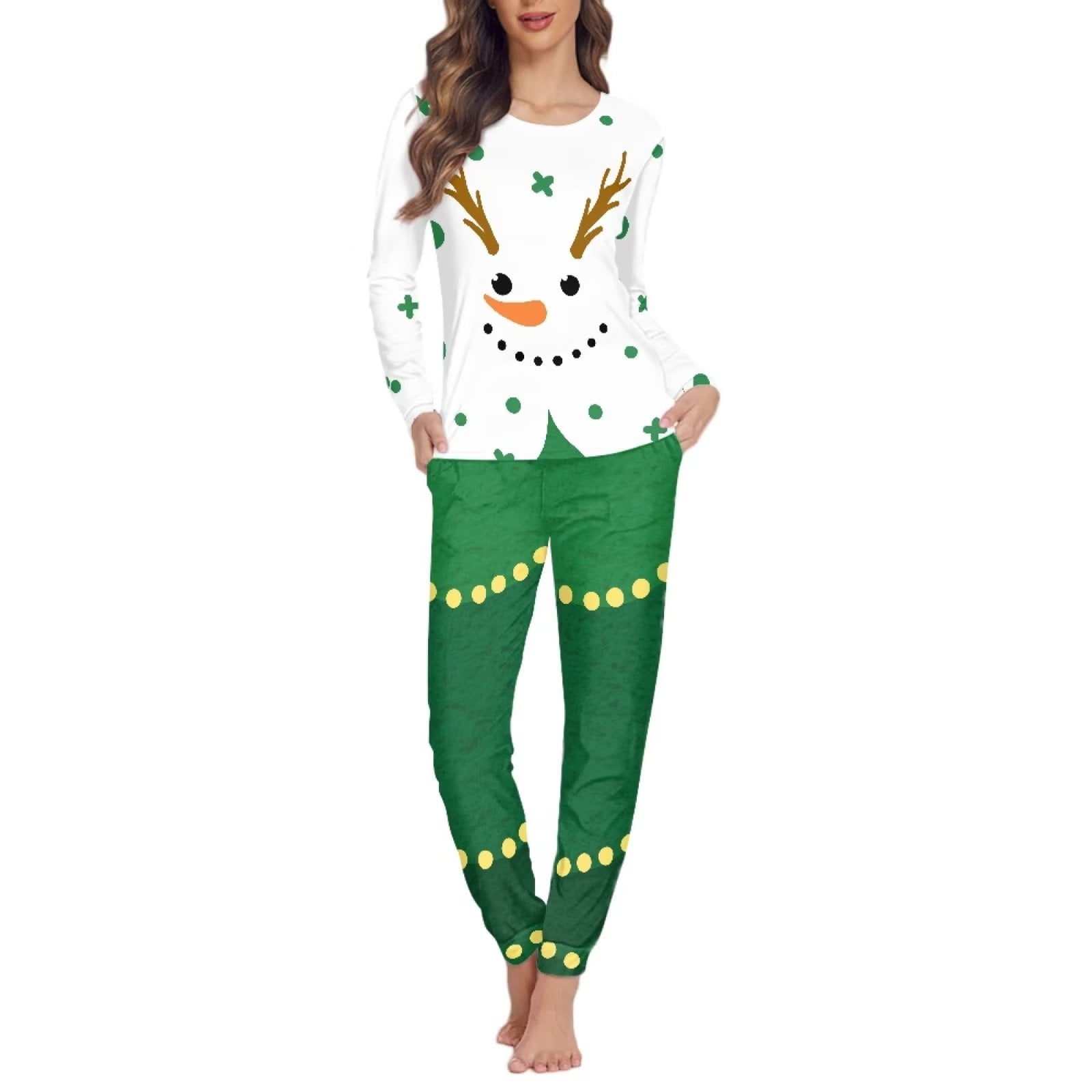 FKELYI 2pcs Christmas Snowman Pajama Pants Size 4XL Leisure Green ...