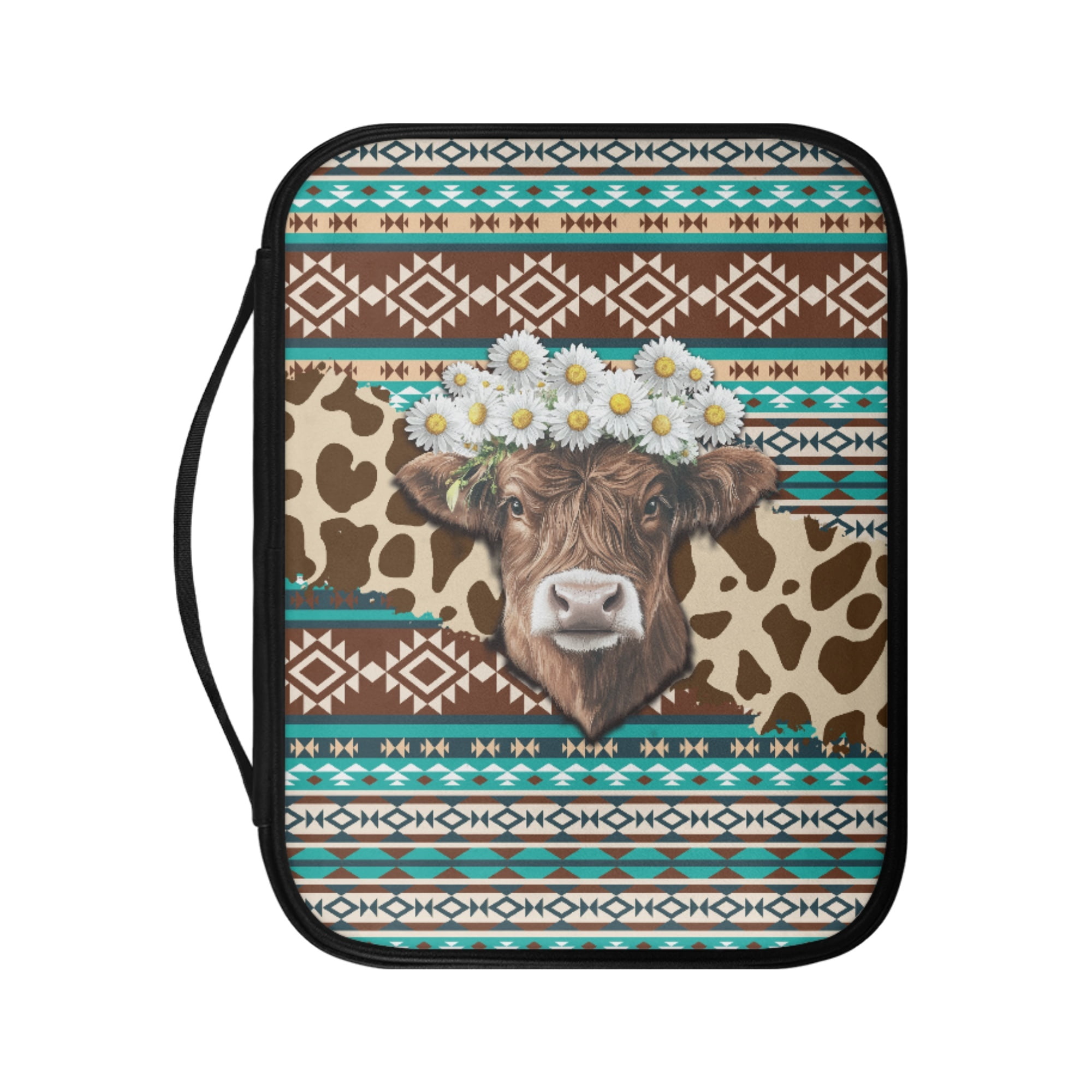 FKELYI American Tribal Daisy Highland Cow Print Bible Cover for Women ...