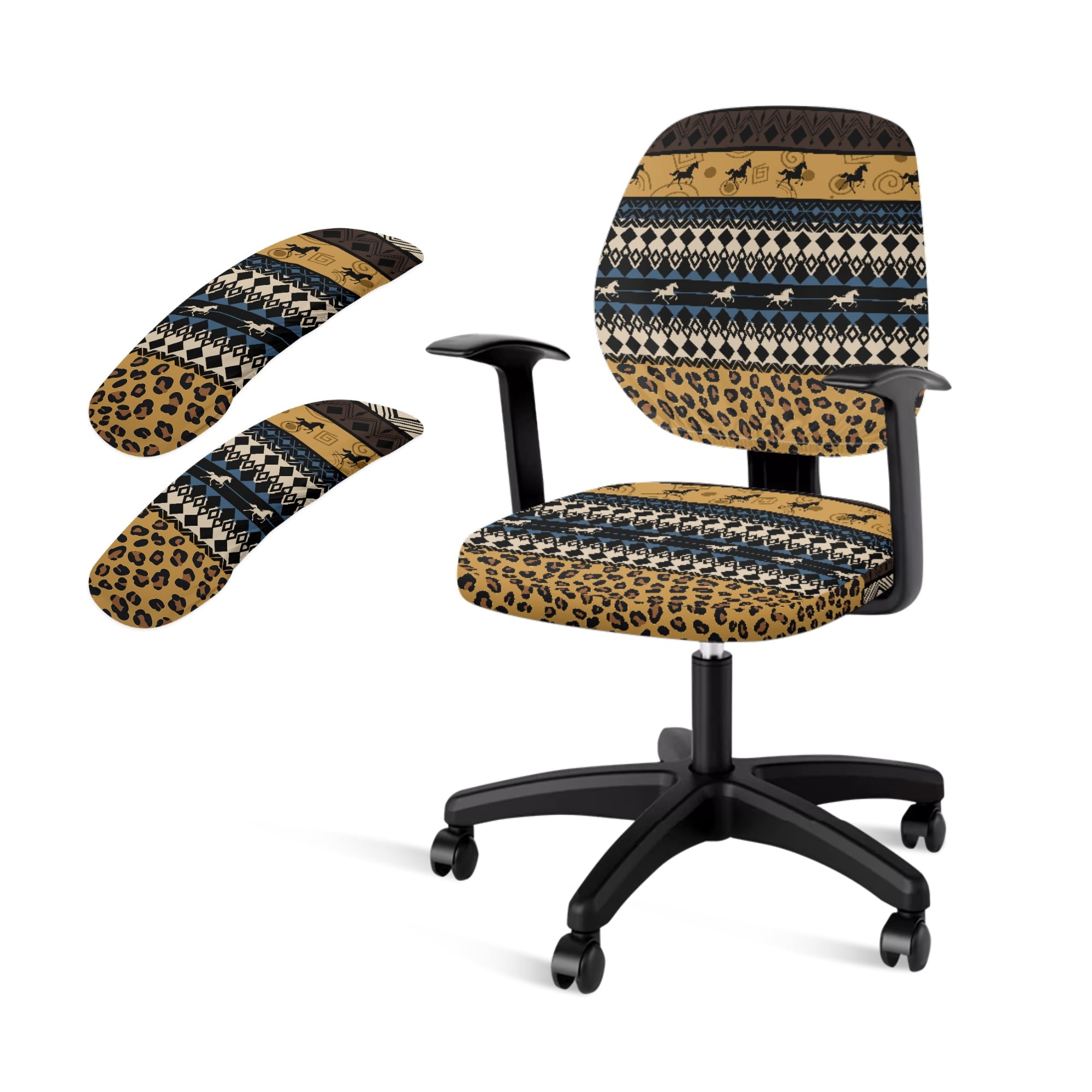 FKELYI American Tribal Horse Leopard Print Office Chair Covers Set 4 ...