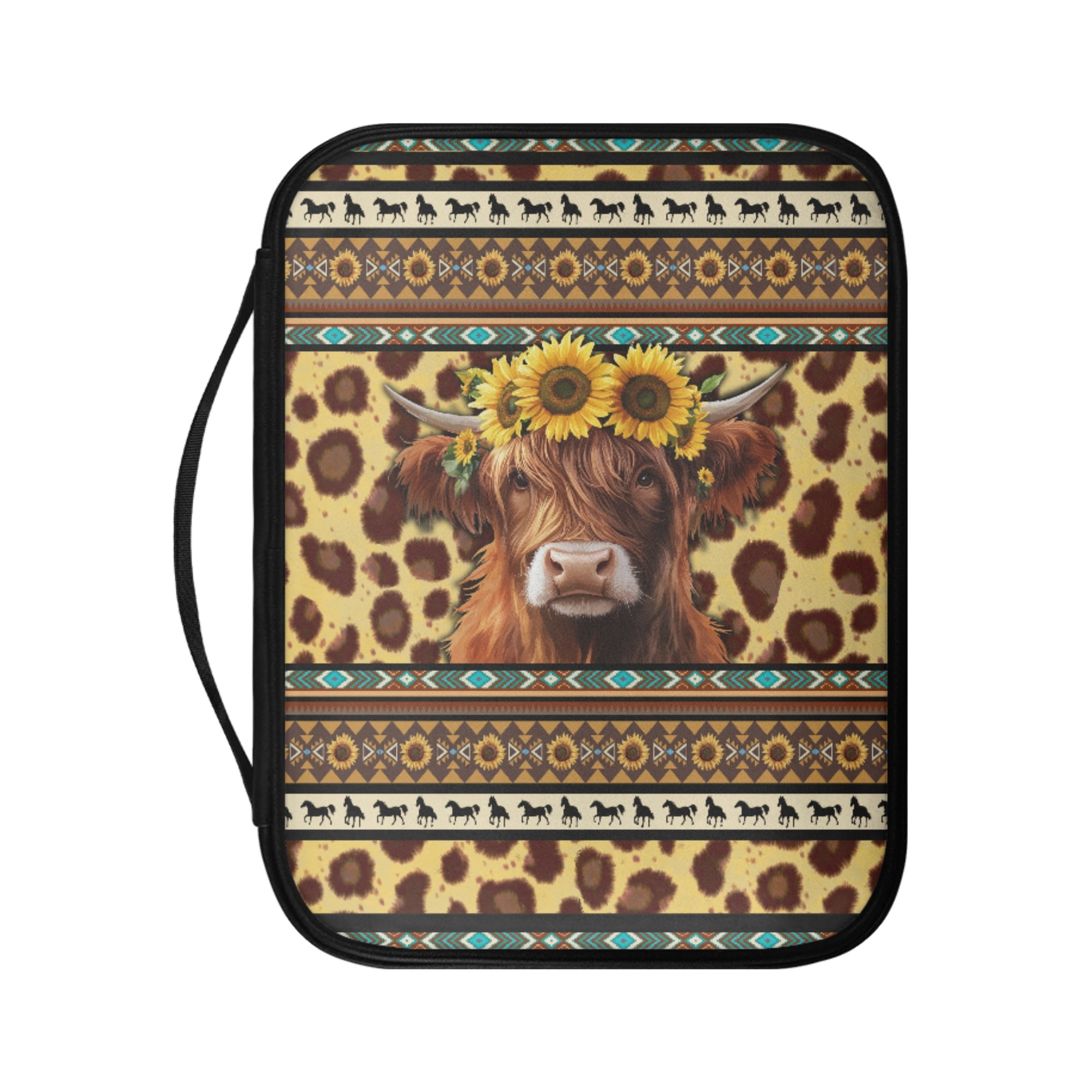 FKELYI American Tribal Sunflower Highland Cow Print Bible Covers with ...