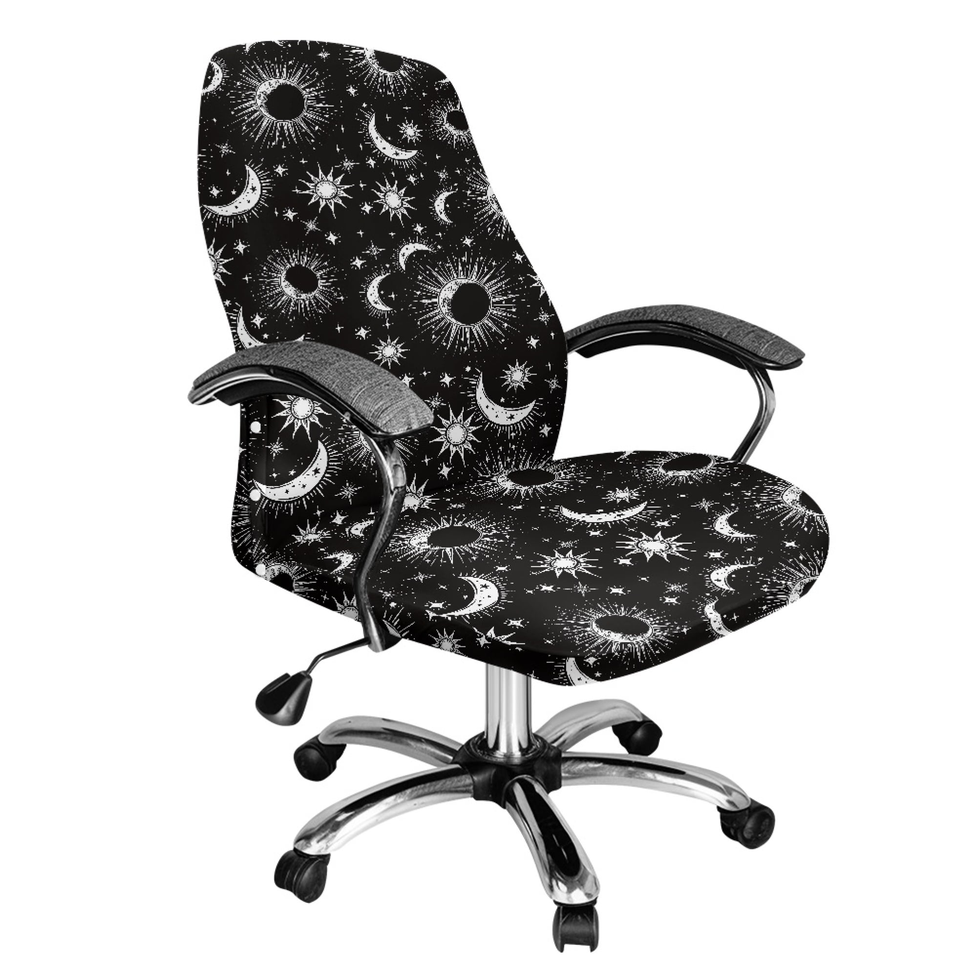 FKELYI Asterism Moon Star Black Print Office Chair Cover Stretchable ...