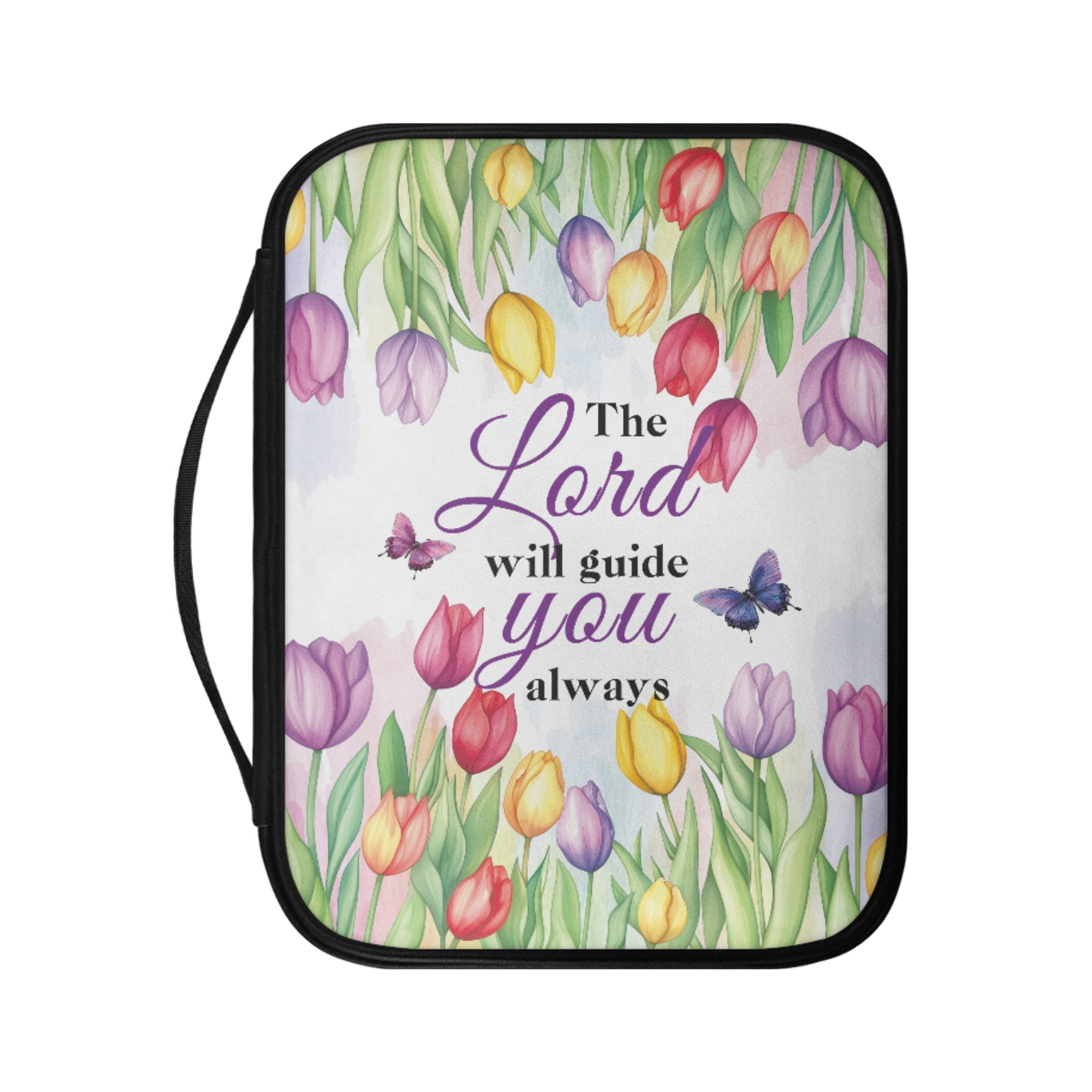 FKELYI Bible Cover Faux Leather Book Cover with Handle Zippered Bible ...