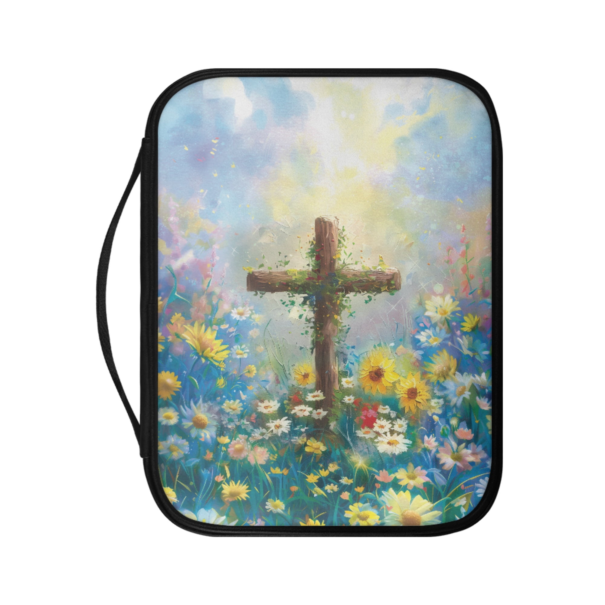 FKELYI Bible Cover with Handle Faux Leather Bible Case Retro Daisy ...