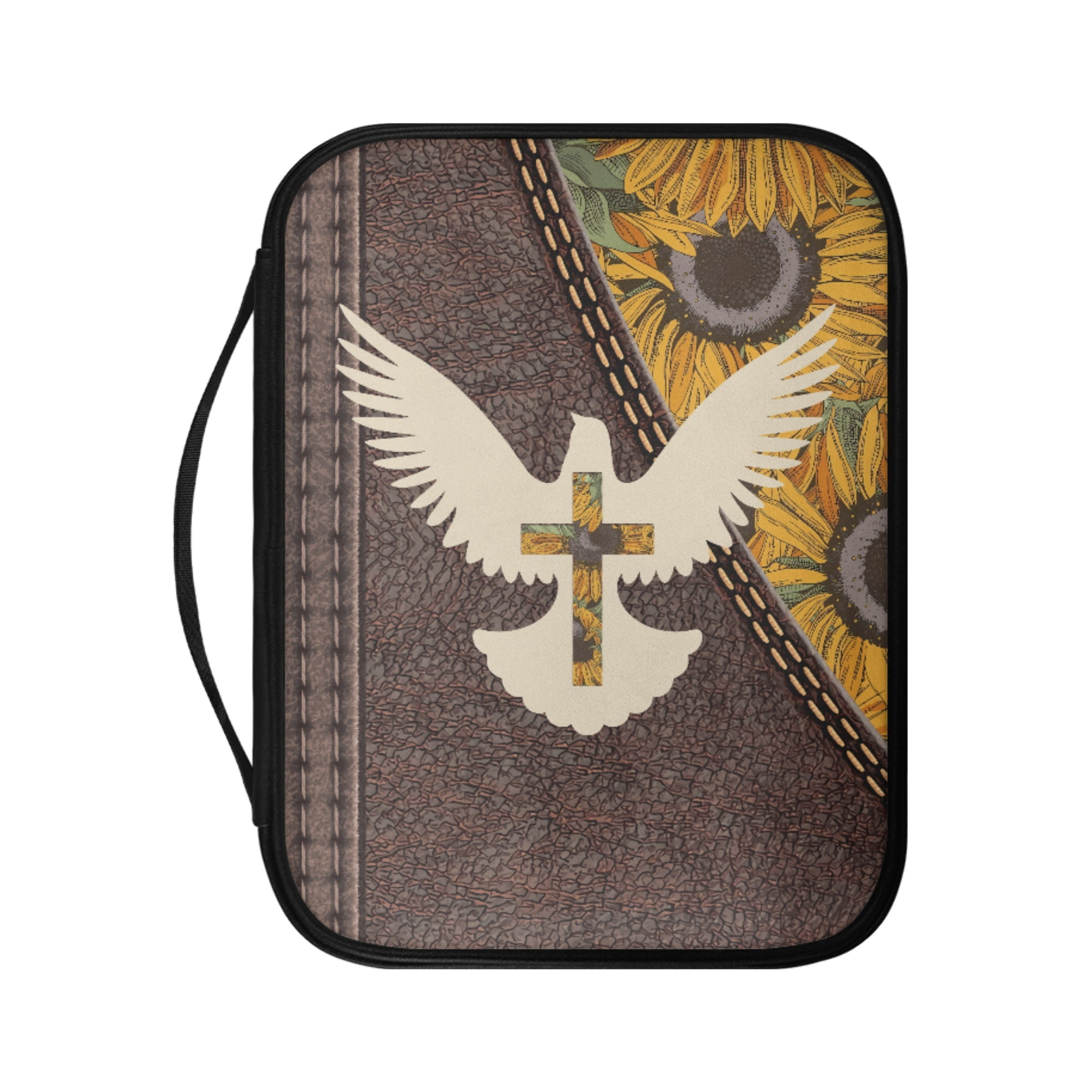 FKELYI Bible Covers with Handle PU Leather Bible Case Brown Cross ...