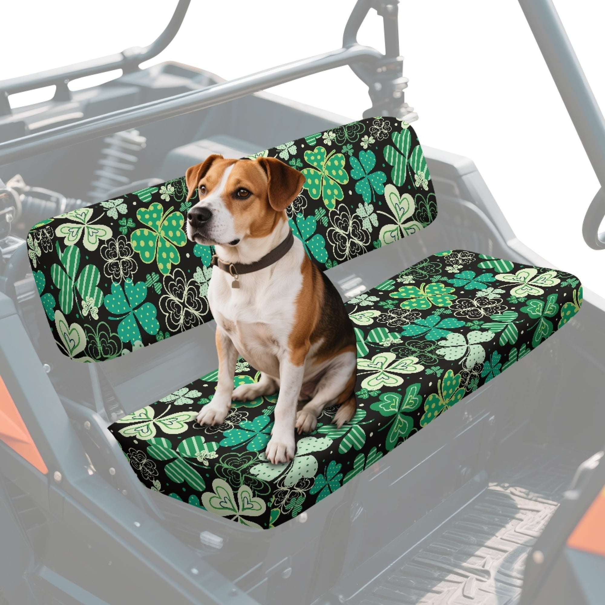 FKELYI Black Green Shamrock Leaf Print UTV Seat Covers Compatible with ...
