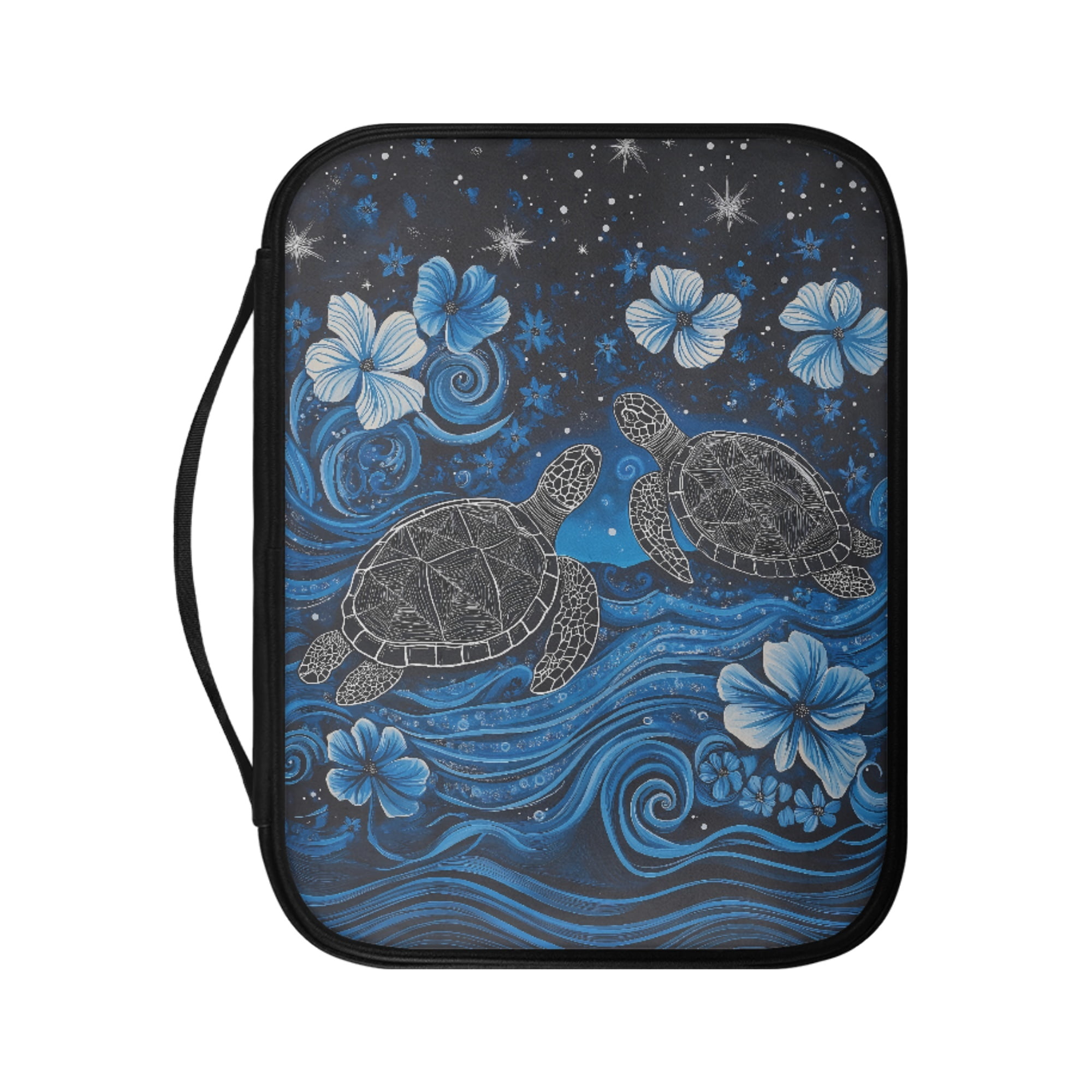 FKELYI Blue Floral Turtle Star Print Bible Cover Faux Leather Book ...