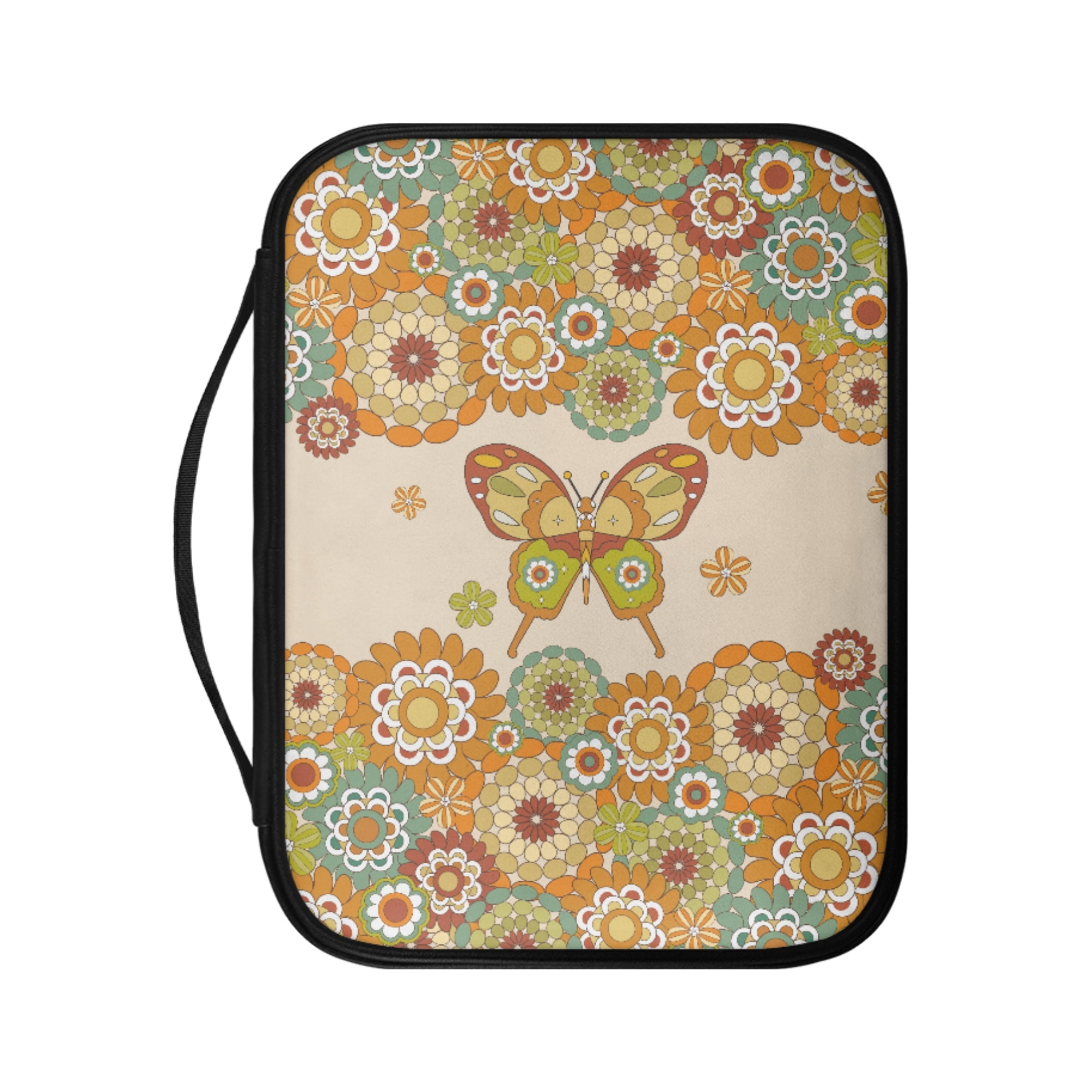 FKELYI Bohemian Flower Butterfly Print PU Letaher Bible Cover for Women ...