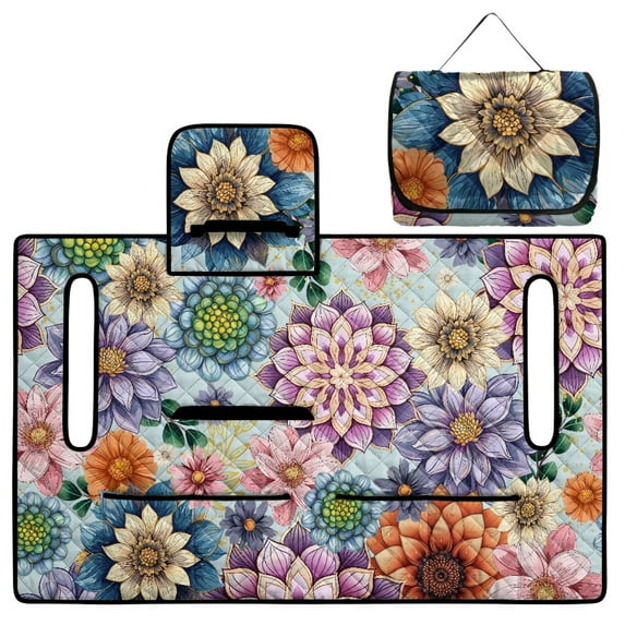 FKELYI Bohemian Lotus Flower Print Golf Cart Seat Cover for EZGO Yamaha ...