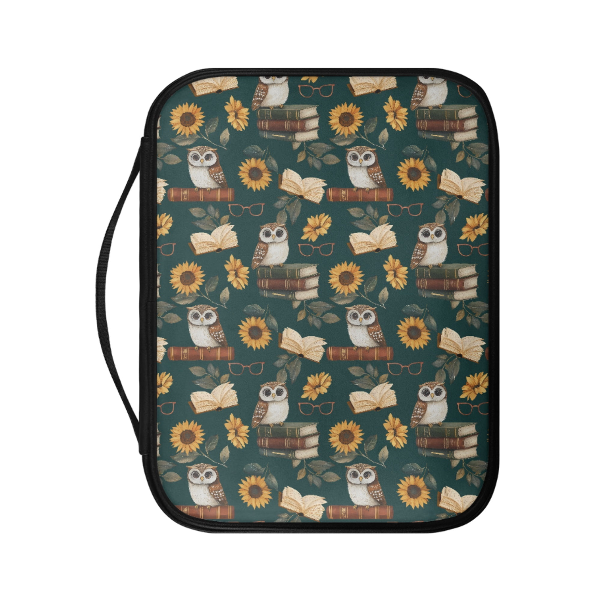 FKELYI Book Sunflower Owl Print Faux Leather Bible Cover Portable Book ...