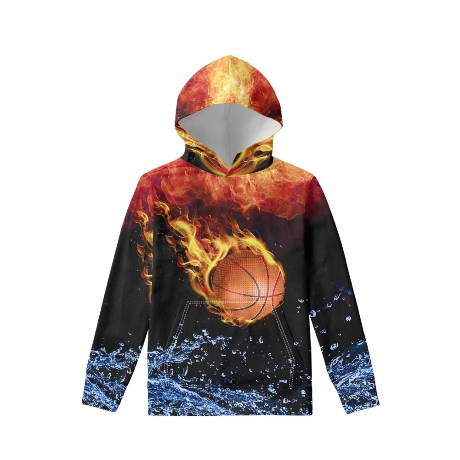 FKELYI Boys Hoodies with Water and Flame Basketball Size 11-13 Years ...