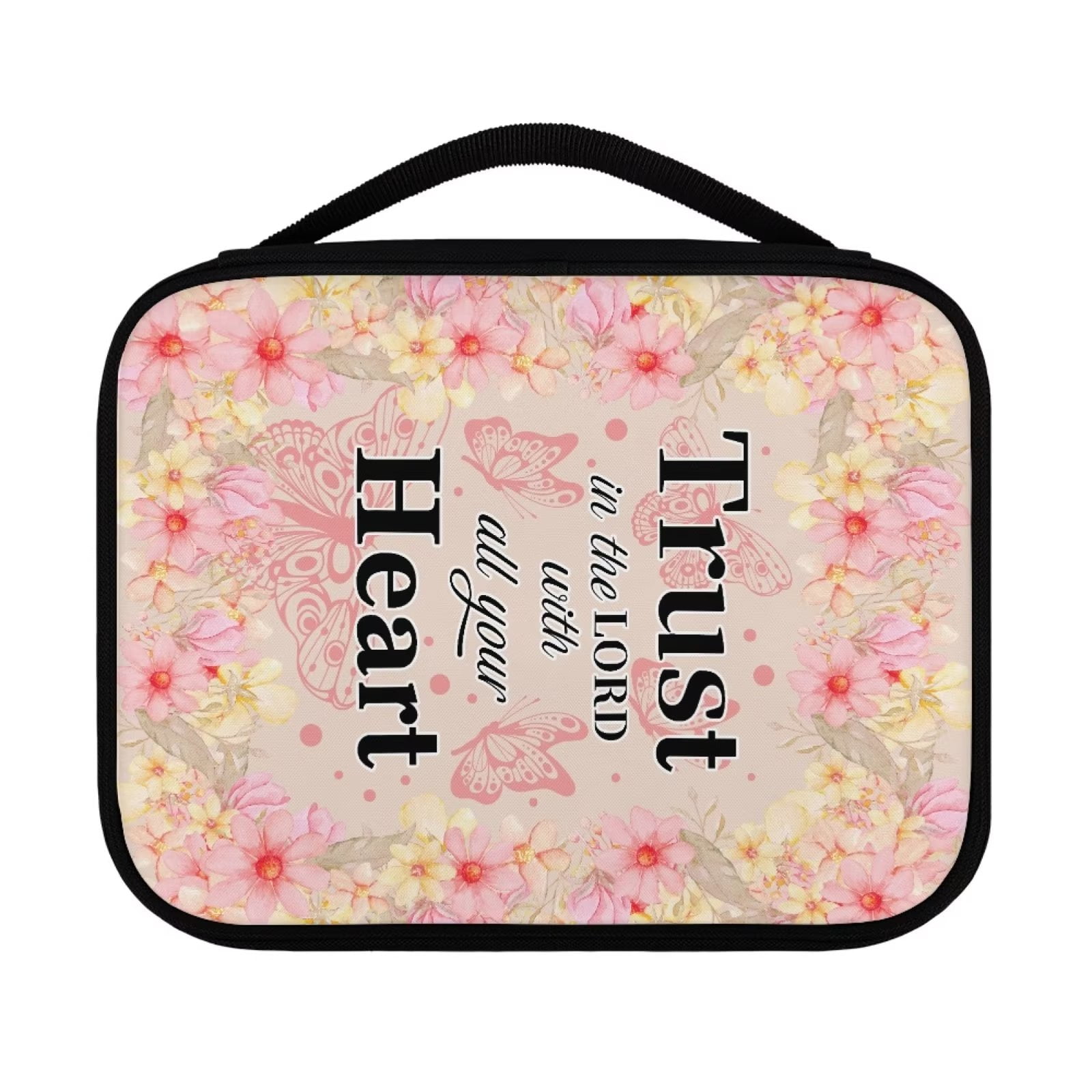 FKELYI Butterfly Bible Cover with Handle Dirt-Resistant Pink Flower ...