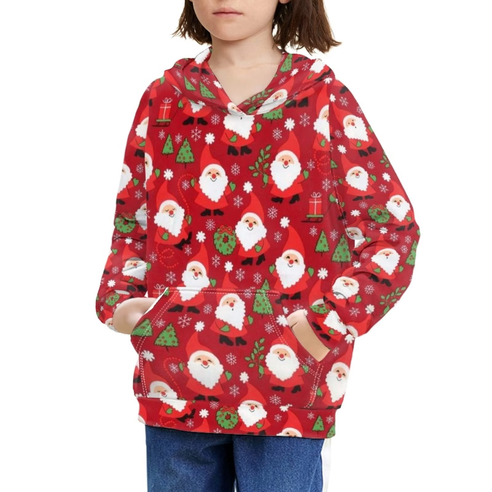FKELYI Cartoon Santa Claus Kids Hoodies Soft Christmas Pullover Hoodies ...