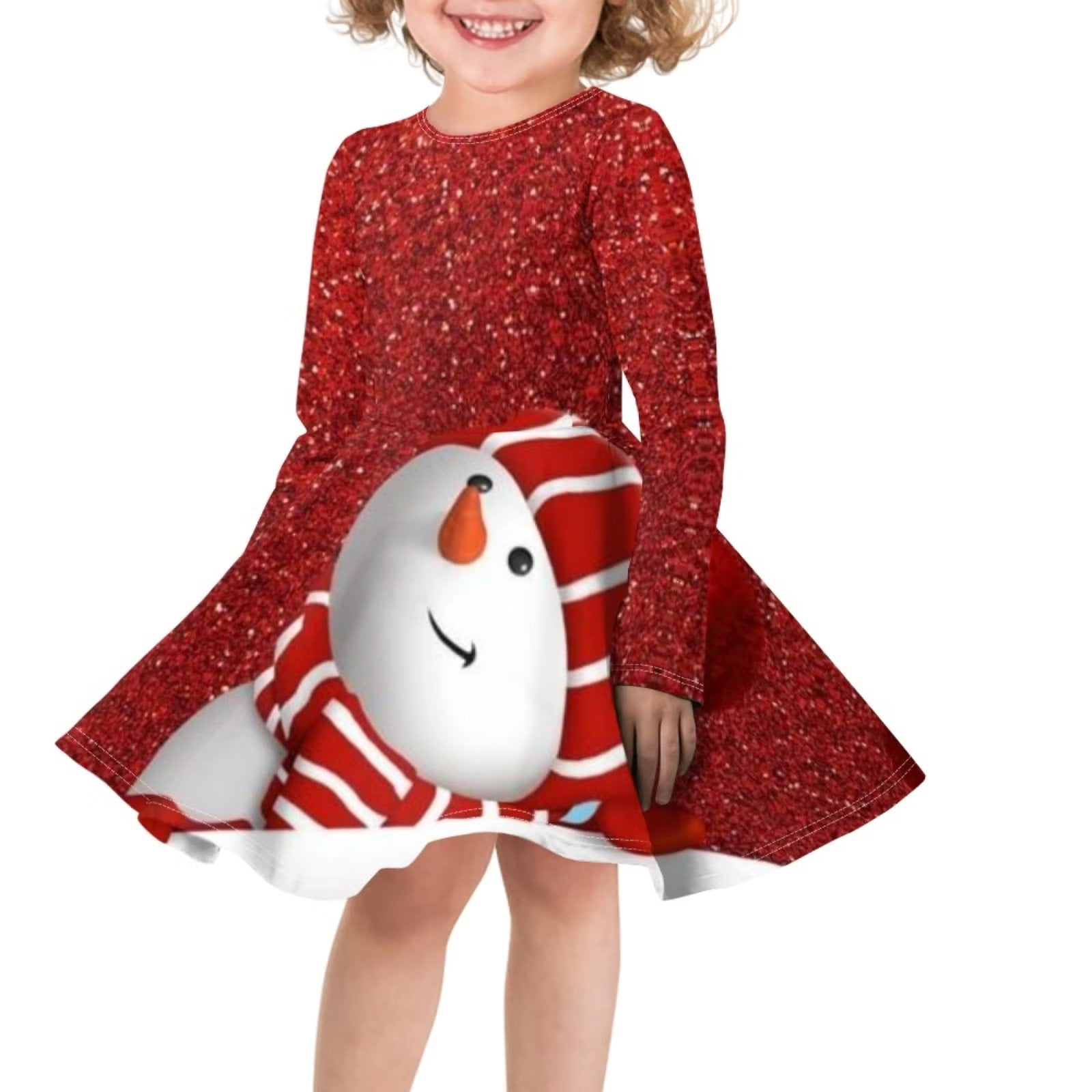 FKELYI Christmas Snowman Long Sleeve Dress Size 13-14 T Stretchy ...