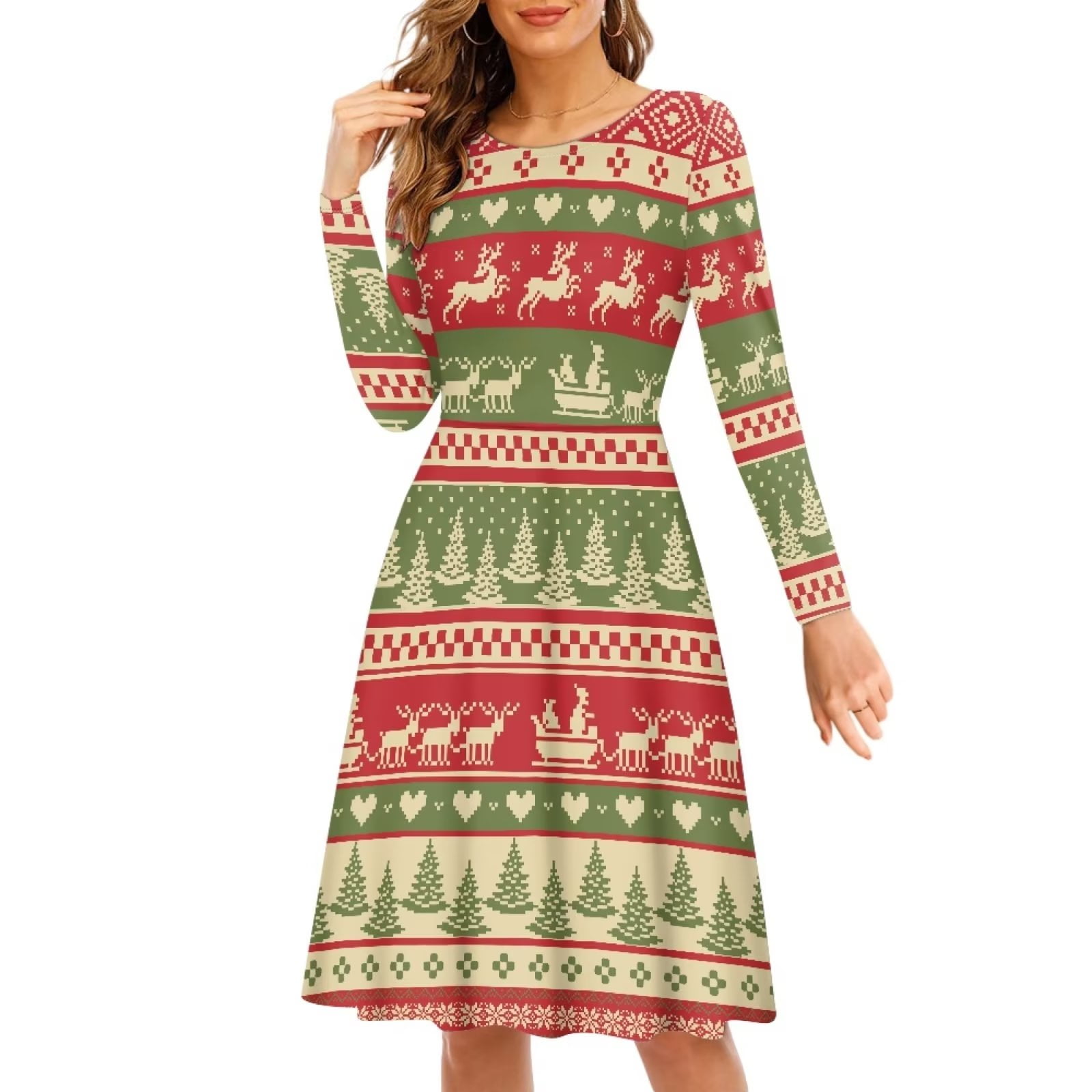 FKELYI Christmas Women Dresses Size 4XL Comfy Cute Reindeer Print Women ...