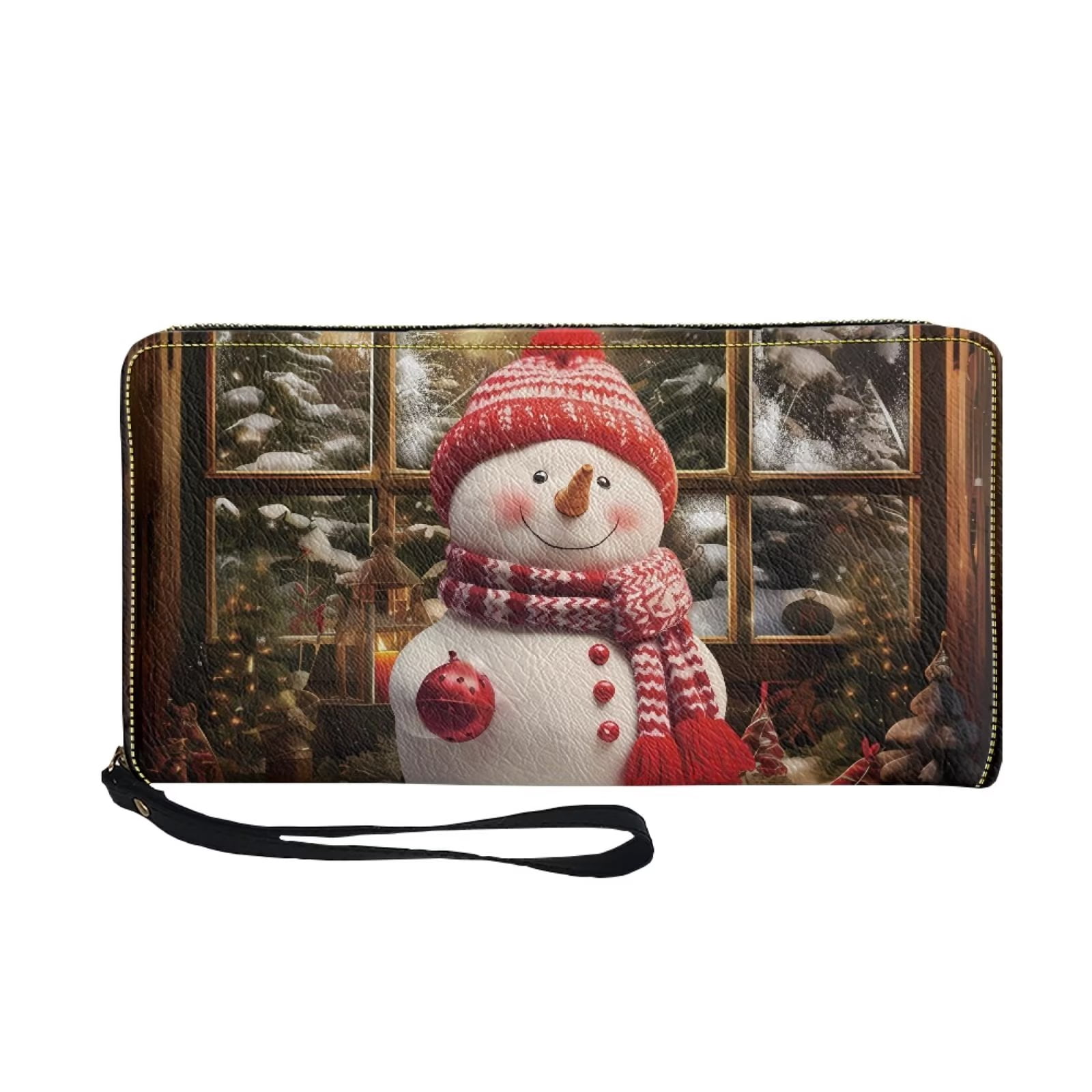 FKELYI Cute Christmas Snowman Women Wallets Leather Water-Resistant ...