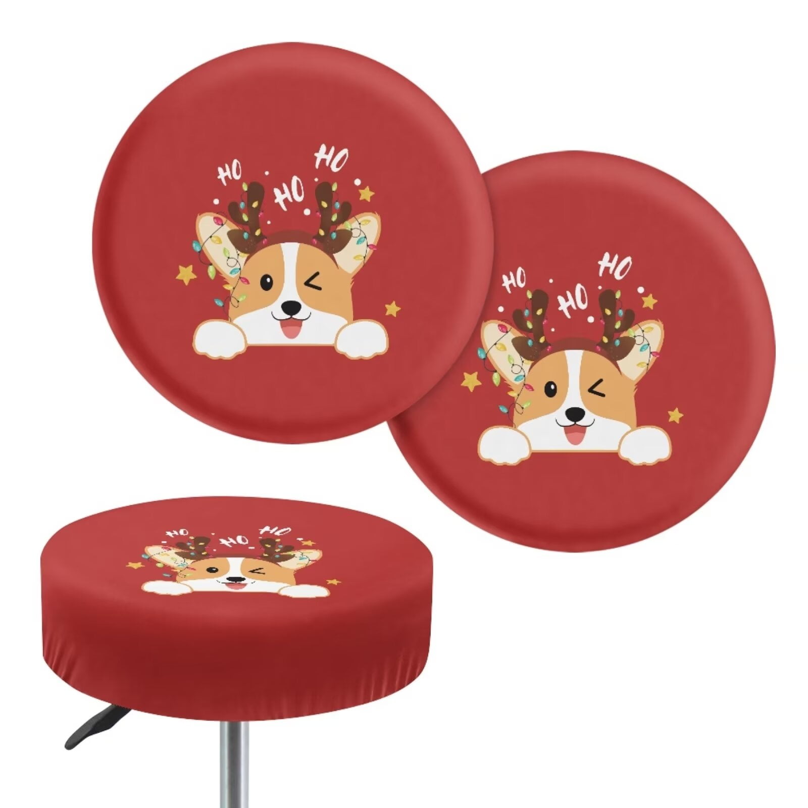 FKELYI Cute Corgi Round Stool Cover Size S Comfortable Circle Stool ...