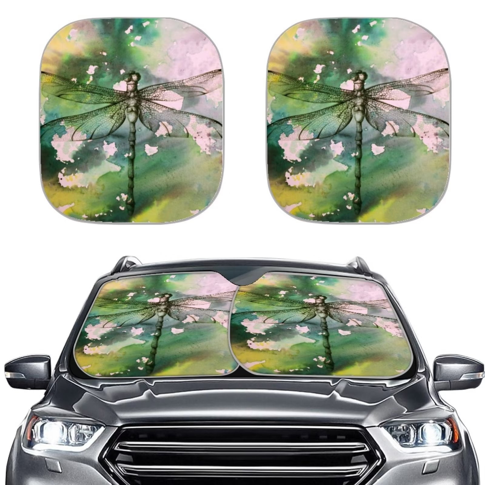 FKELYI Dragonfly Print Sun Shade Windshield Universal Blocks Max UV ...
