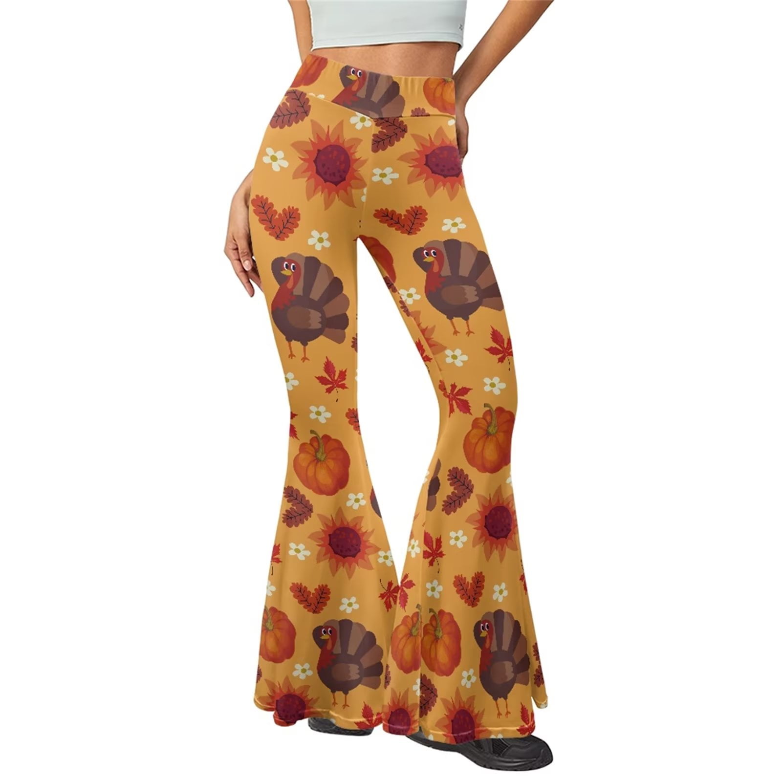 FKELYI Fall Sunflower Yoga Flared Pants Comfortable Thanksgiving ...