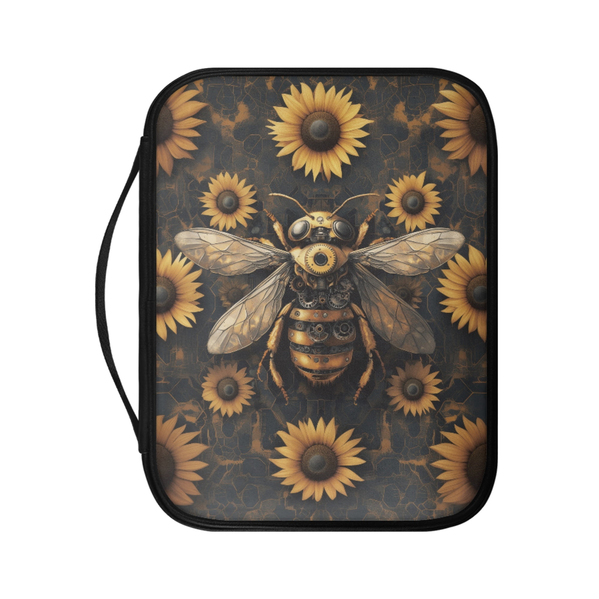 FKELYI Faux Leather Bible Cover with Handle Retro Sunflower Bee Print ...