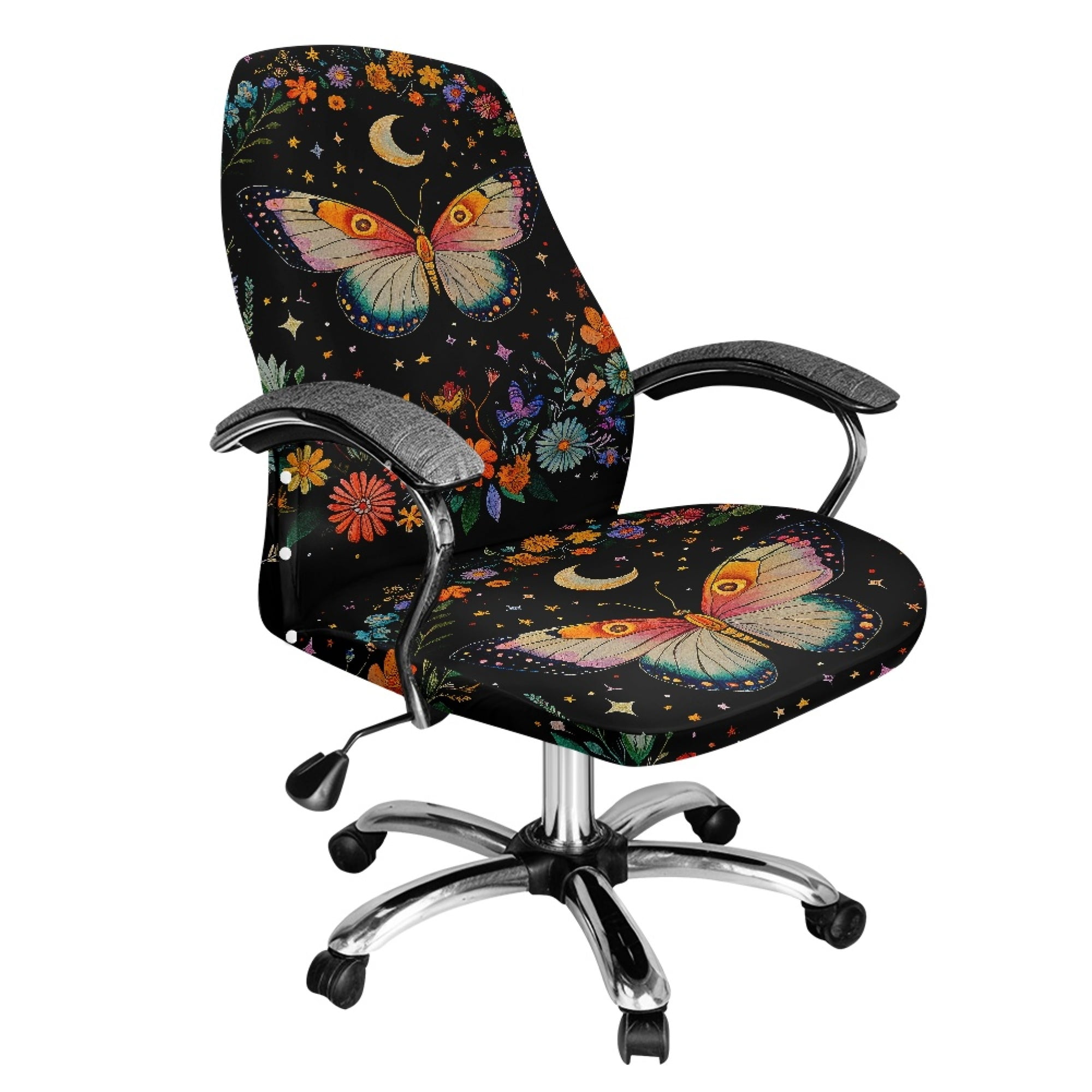 FKELYI Floral Butterfly Print Office Chair Cover Computer Chair Covers ...