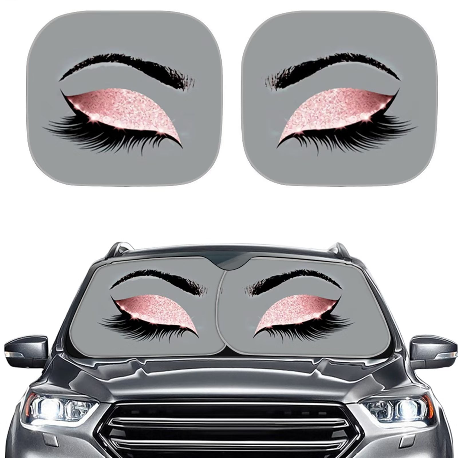 FKELYI Funny Gorgeous Eyelashes Car Windshield Sun Shade for Women, 2 ...